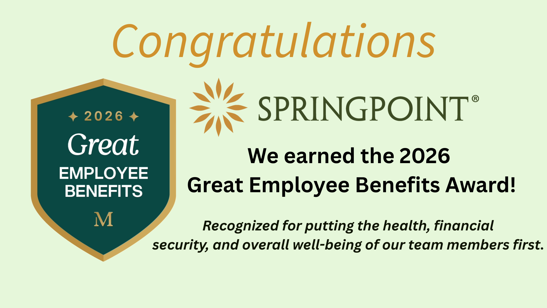 Springpoint Recognized for "Great Employee Benefits" by Mployer for ...